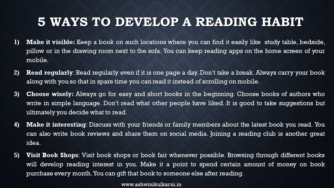 5 Ways to develop a reading habit. – Ashwini Kulkarni
